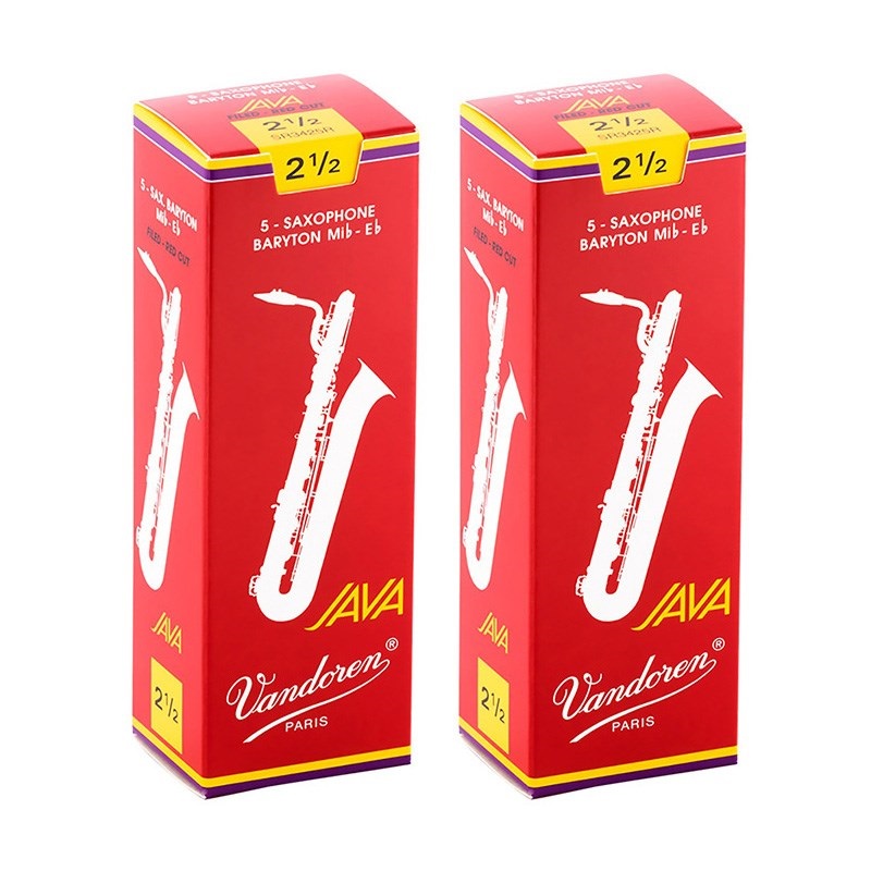 VANDOREN 【2個セット】《硬さ：2-1/2》バリトンサックス用リード バンドレン JAVA (ジャバ) ファイルド レッドカット ｜イケベ楽器店オンラインストア