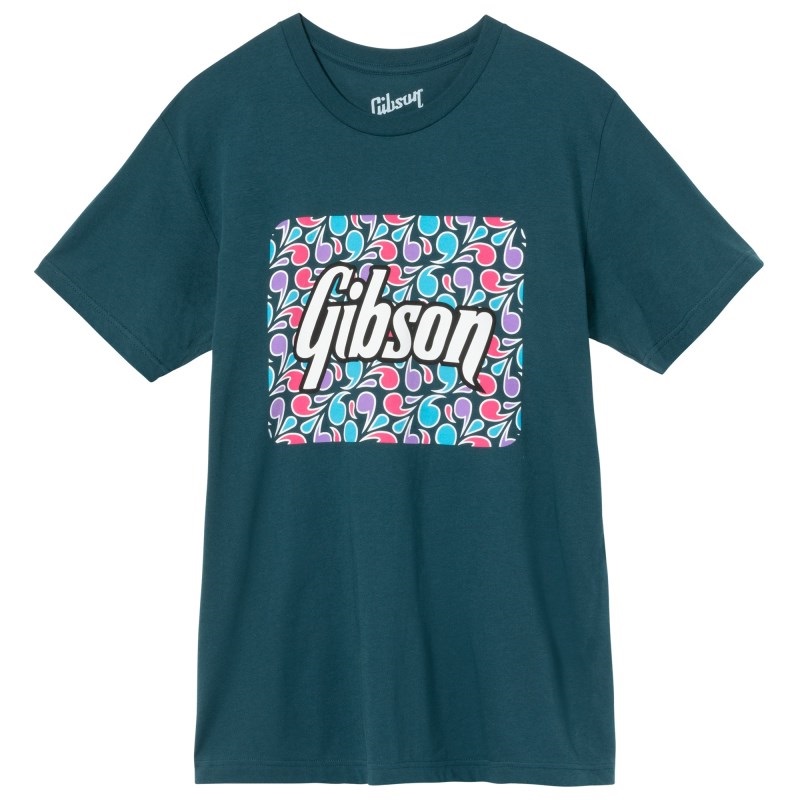 Gibson 【秋のスーパーセール】 Floral Block Logo Tee (Blue)， (XL) [GA-TEE-FLRL-BLU ...